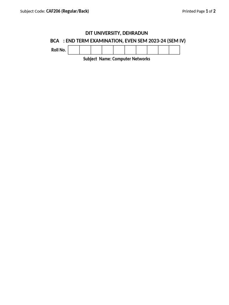 CAF206_Computer Networks - Copy | PDF | Computer Network | Transmission Control Protocol