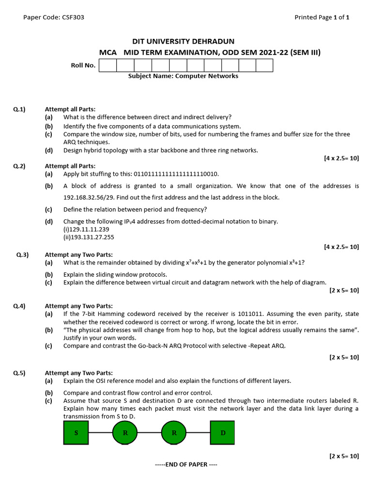 CSF303 - Computer Networks | PDF | Computer Network | Computing