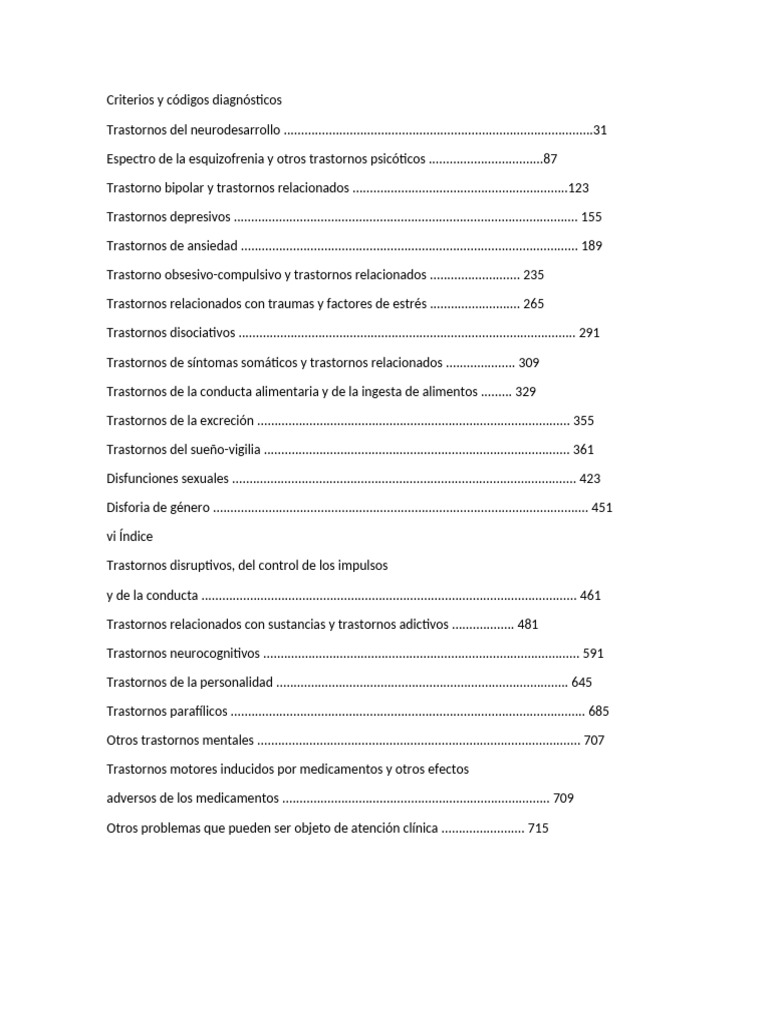 Criterios y códigos diagnósticos DSM-V | PDF | Trastorno mental | Manual Diagnóstico y ...