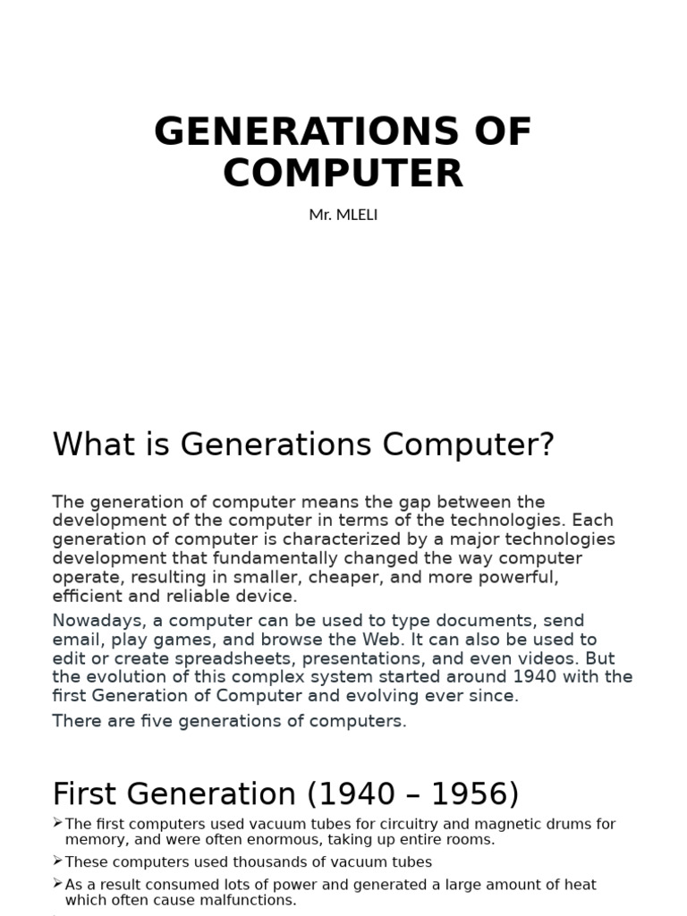 Generations of Computer | PDF | Integrated Circuit | Microprocessor