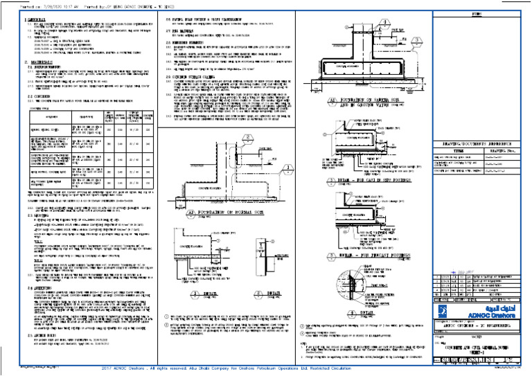 Concrete and Civil General Notes Sheet-1 | PDF