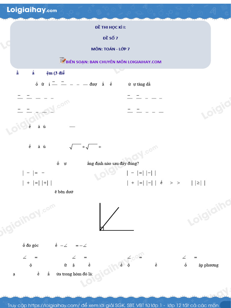 De Kiem Tra Hoc Ki 1 Toan 7 de So 7 Chan Troi Sang Tao 1670830336 | PDF