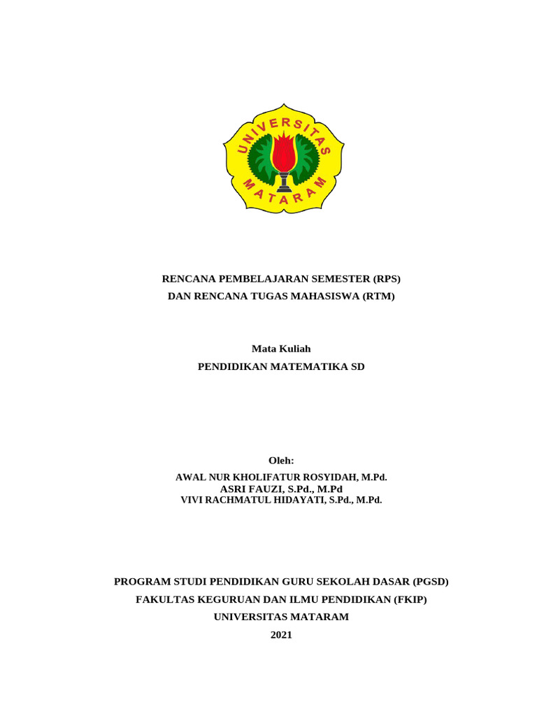 RPS Pend MTK SD Baru | PDF | Metode & Bahan Ajar | Seni