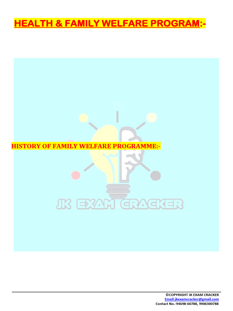 Health & Family Welfare Program | PDF | Welfare | Family Planning