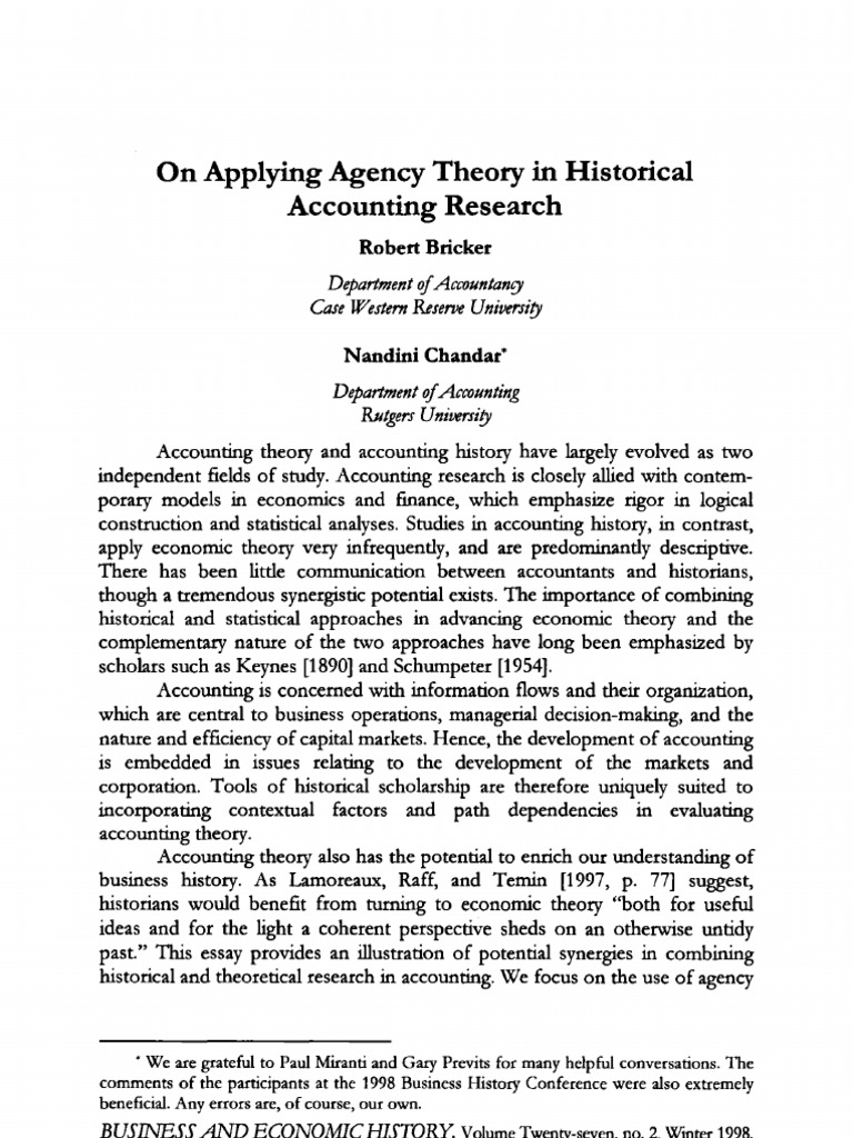 Agency Theory in Acc | PDF | Economic Model | Investing