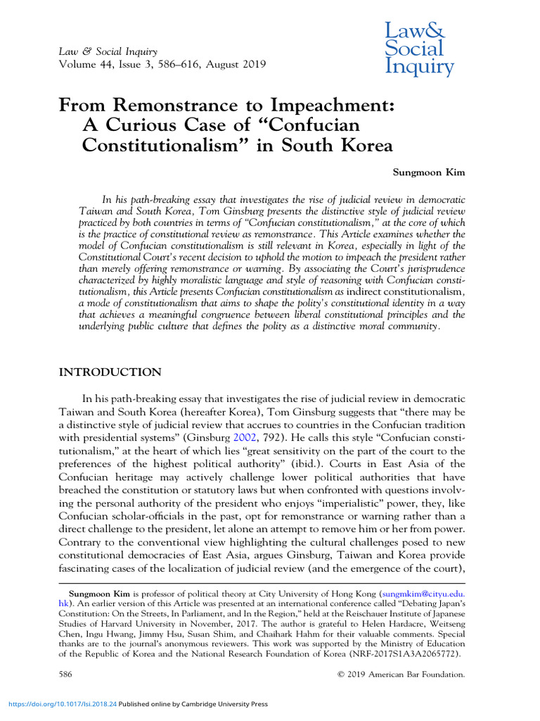 From Remonstrance To Impeachment A Curious Case of Confucian ...