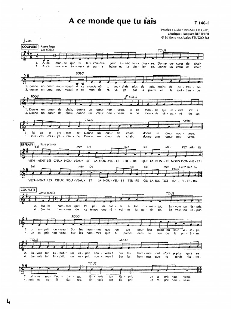 A Ce Monde Que Tu Fais T146-1 | PDF