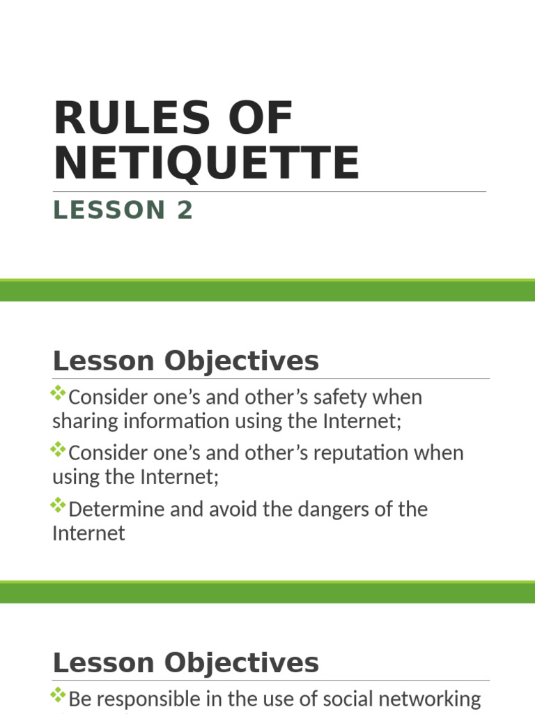 Lesson 2 - Rules of Netiquette | PDF | Malware | Phishing