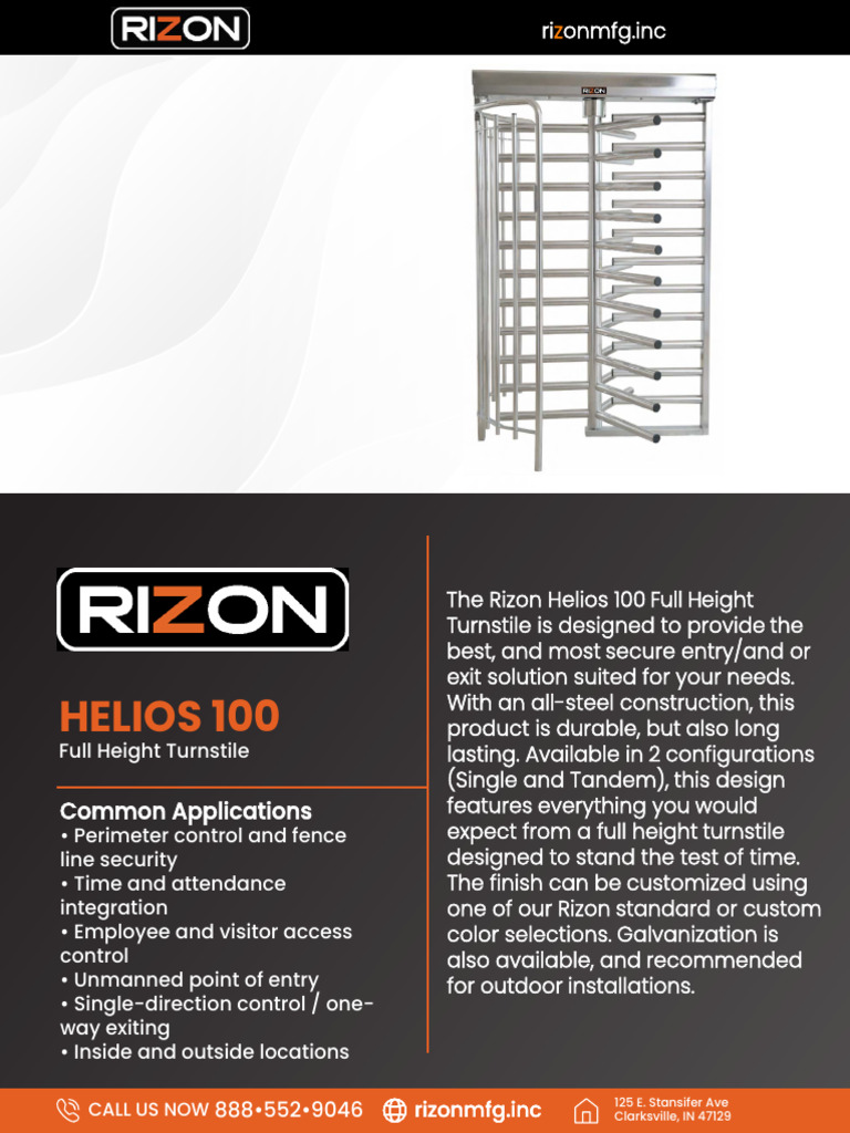 Rizon Helios 100 Data Sheet | PDF | Access Control | Electric Power