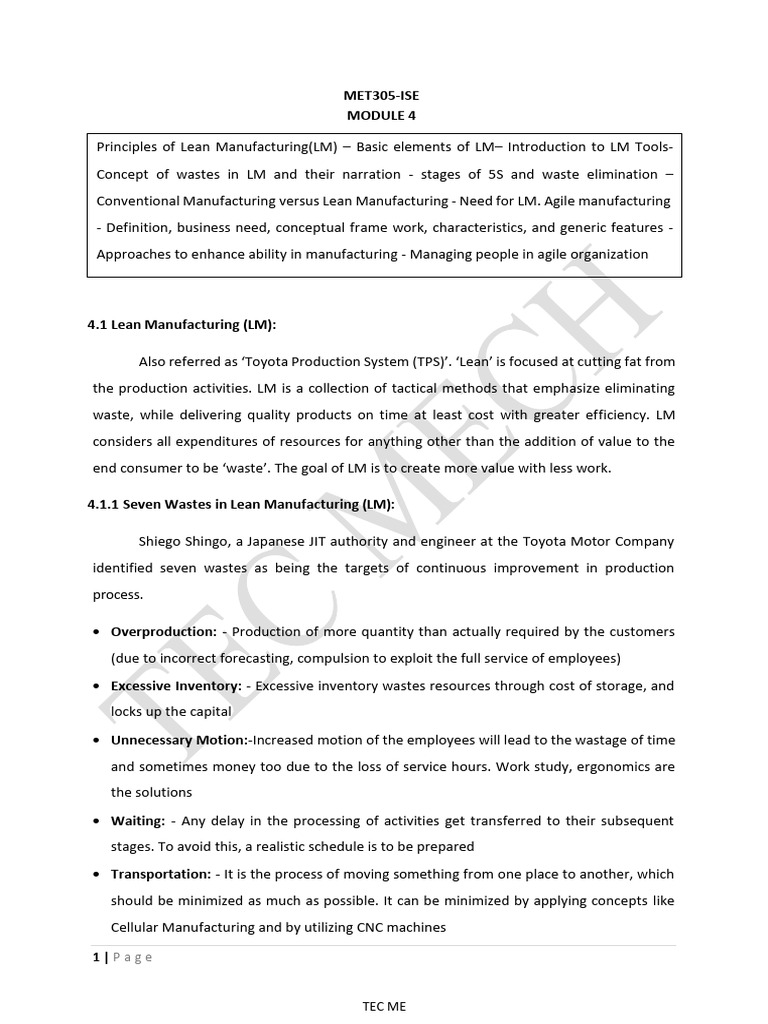 IES Module 4 | PDF | Lean Manufacturing | Production And Manufacturing