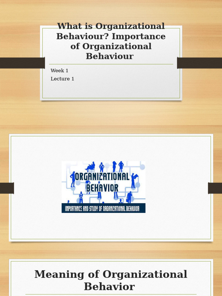 OB Week 1 Lecture 1 | PDF | Behavior | Consultant
