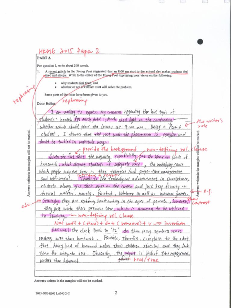 HKDSE 2015 P2A Sample 1 | PDF