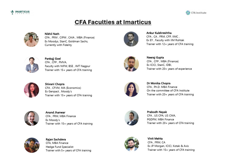 CFA Faculty Expertise at Imarticus | PDF