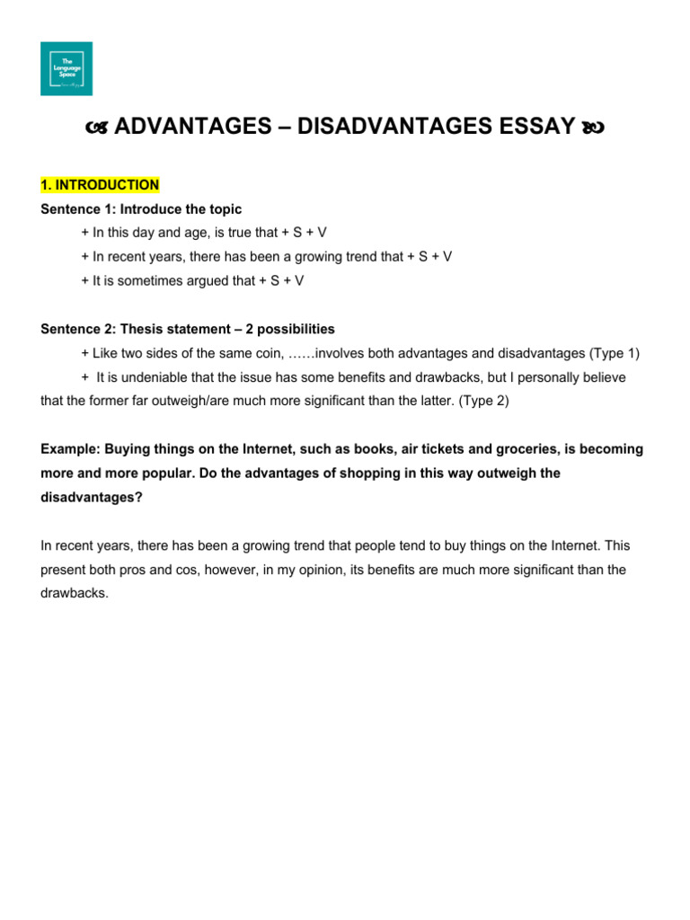Advantages and Disadvantages Essay | PDF | Online Shopping