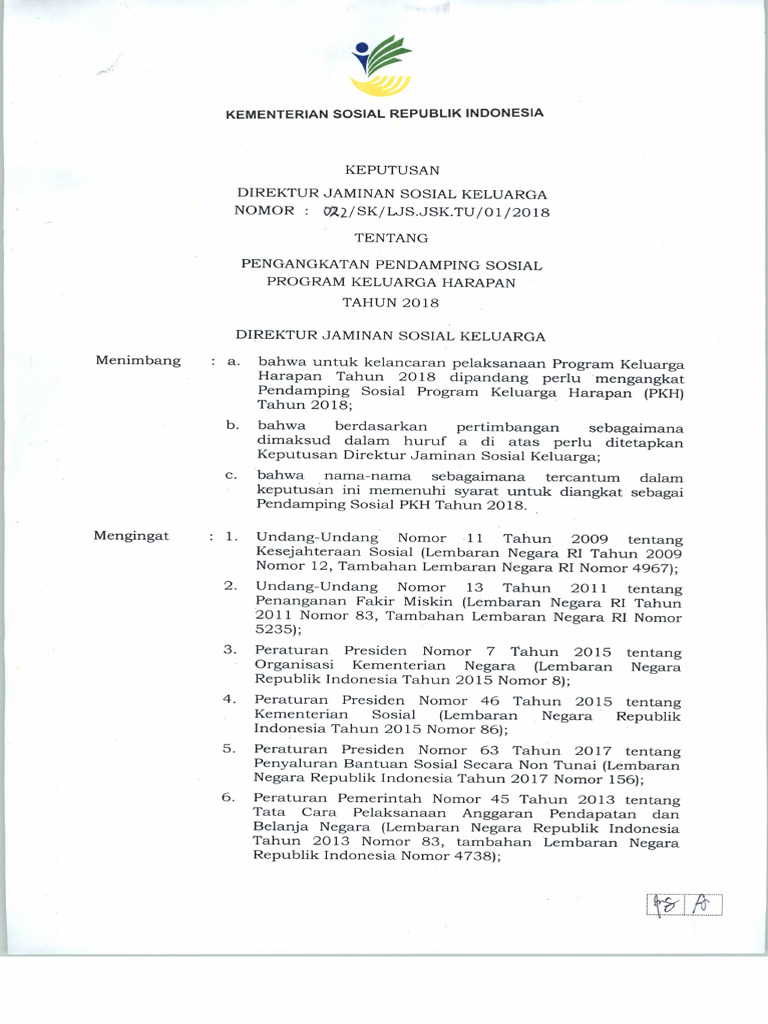 022 SK LJS - JSK.TU 01 2018 Pendamping Baru | PDF