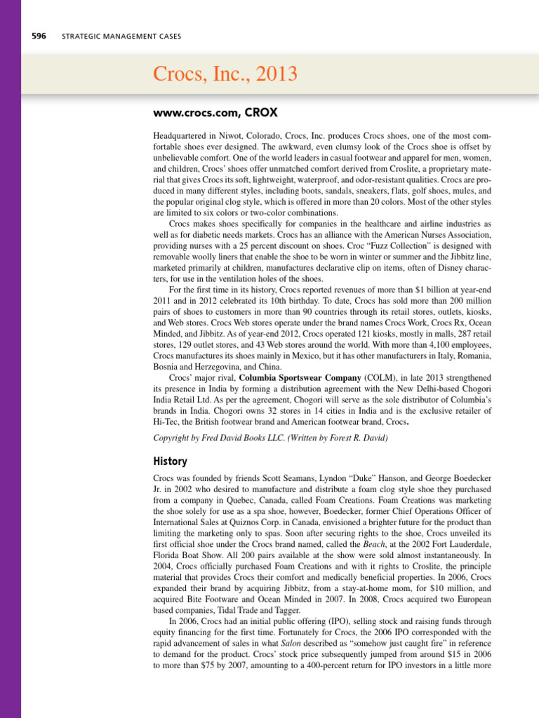 Crocs Case | PDF | Business | Financial Accounting