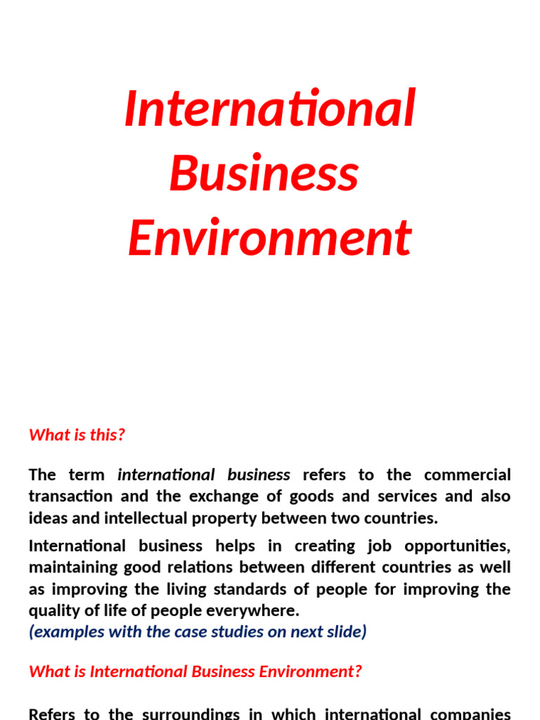 Understanding the International Business Environment | PDF | Chevrolet ...