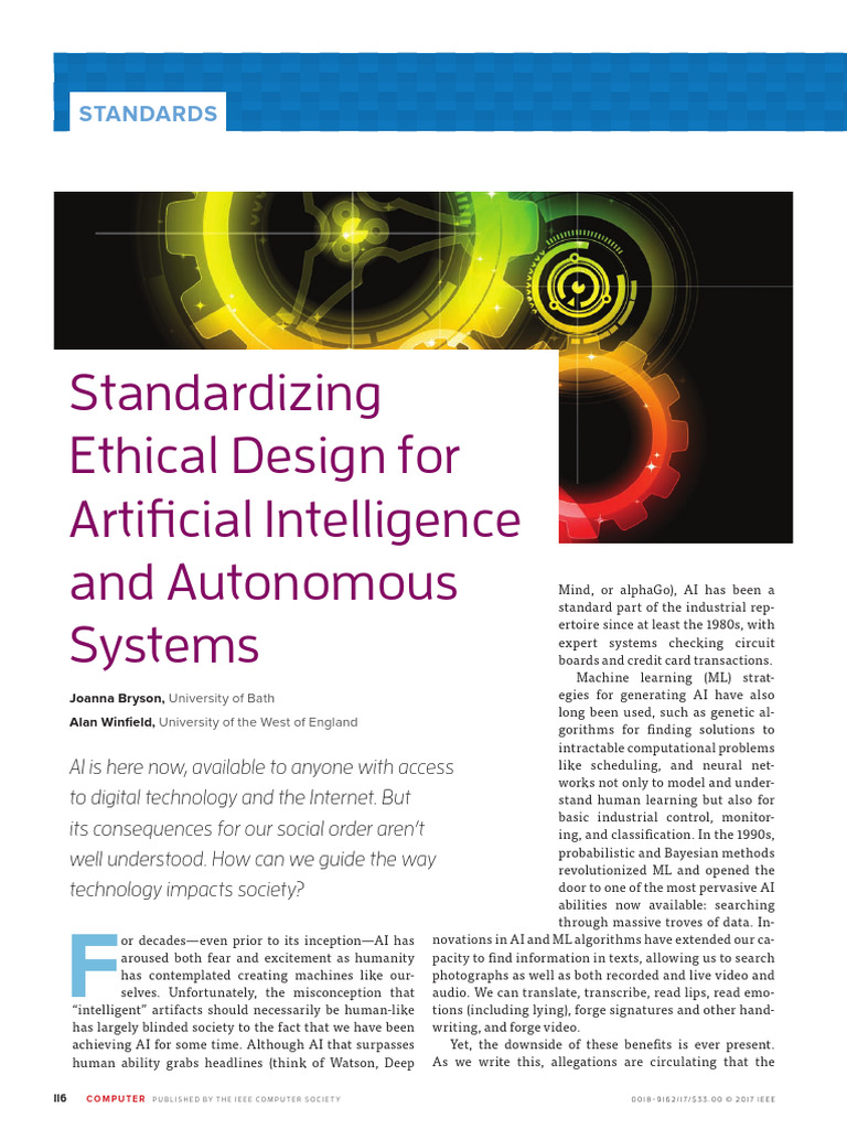 Standardizing Ethical Design For Artifi Cial Intelligence and Autonomous Systems | PDF ...