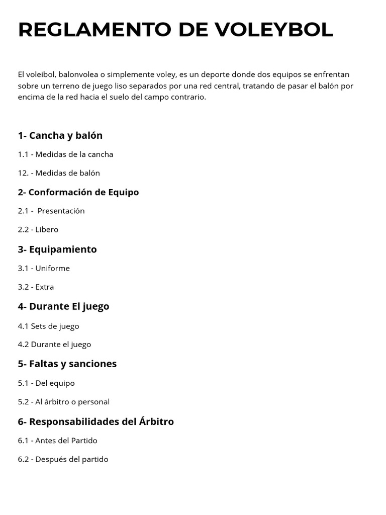 Reglamento de Voleybol | PDF | Vóleibol | Reglas y regulaciones deportivas