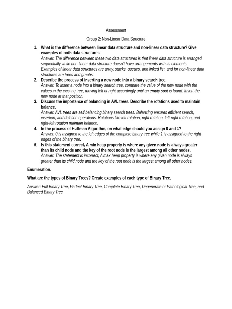 Assessment Group 2 Non Linear Data Structures | PDF
