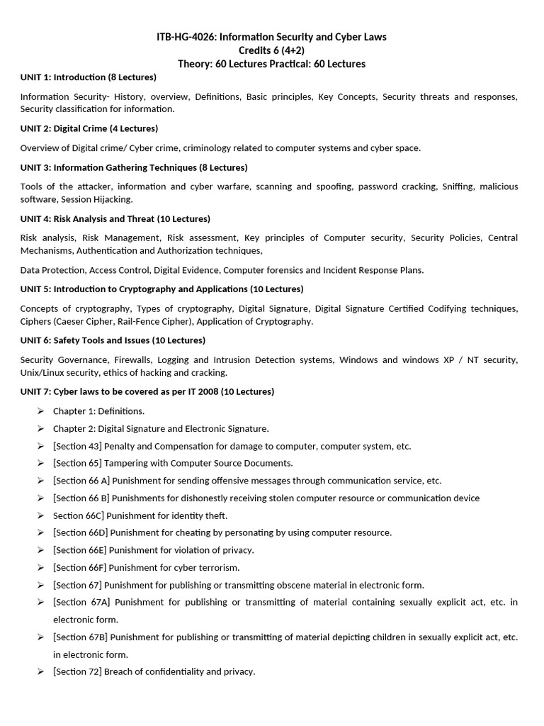 Syllabus I.S.C.L B.Sc-IT | PDF | Security | Computer Security