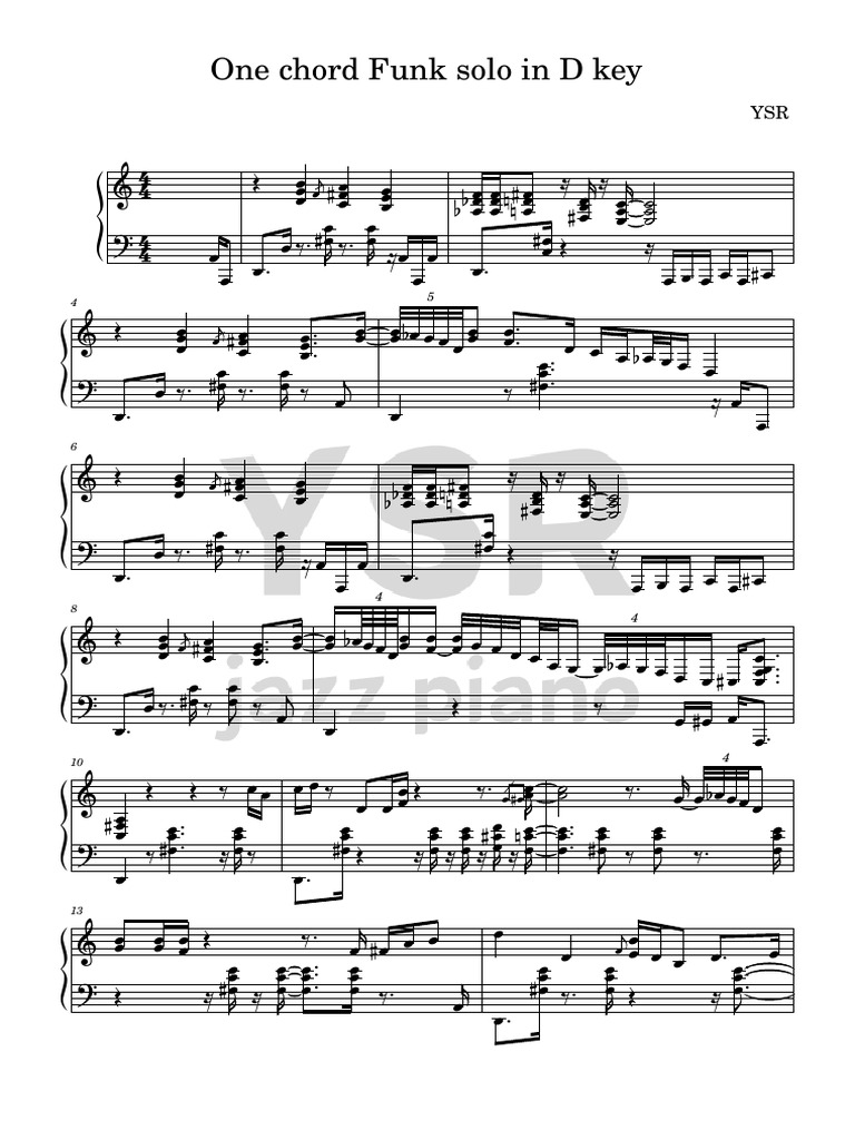 One Chord Funk Solo in D Key | PDF | Elements Of Music | Music Theory