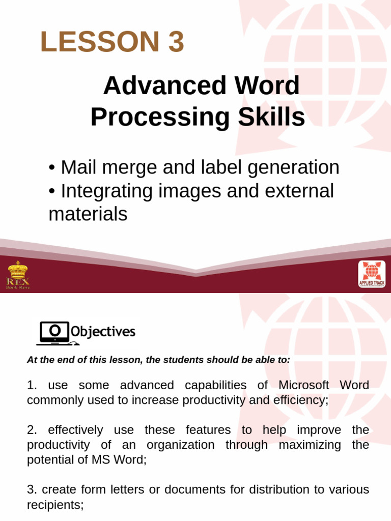 3 Advanced Word Processing Skills | PDF | Microsoft Word | Mail