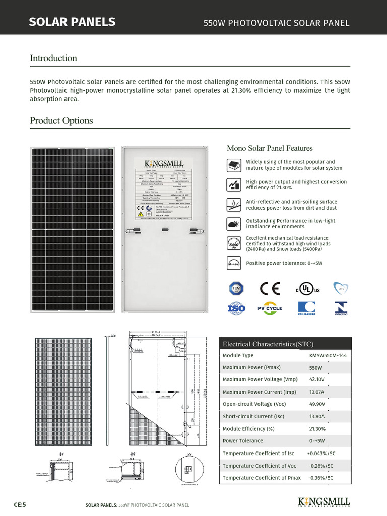 550W High-Efficiency Solar Panels | PDF | Solar Panel | Photovoltaics