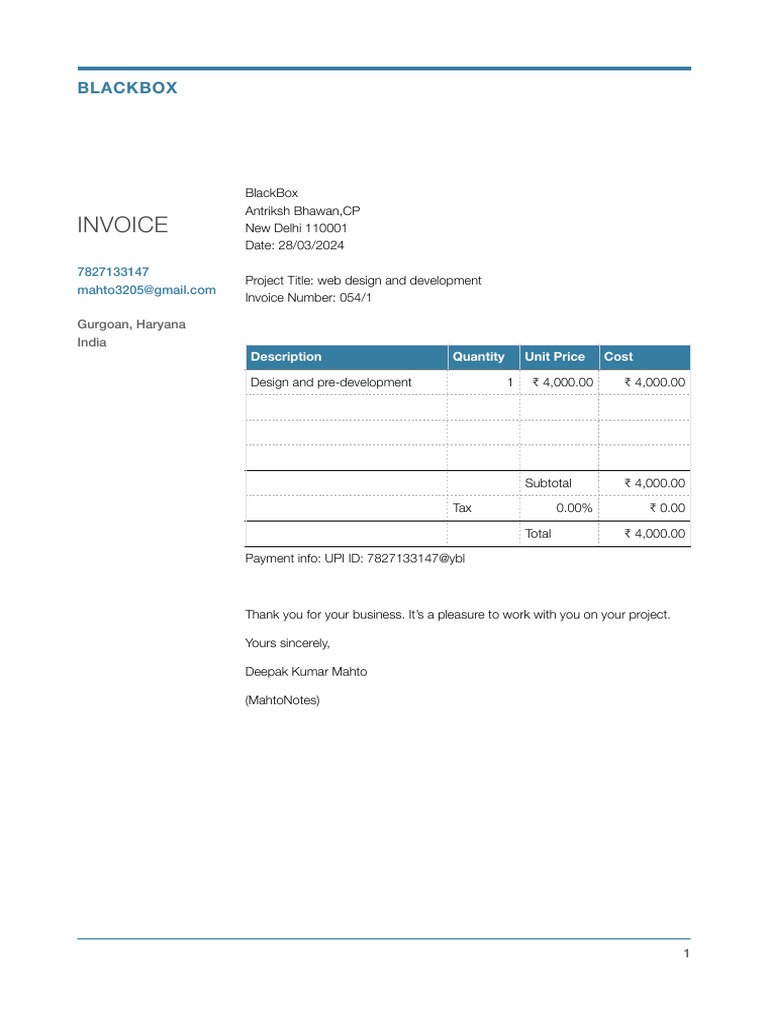 Web Design and Development Invoice | PDF