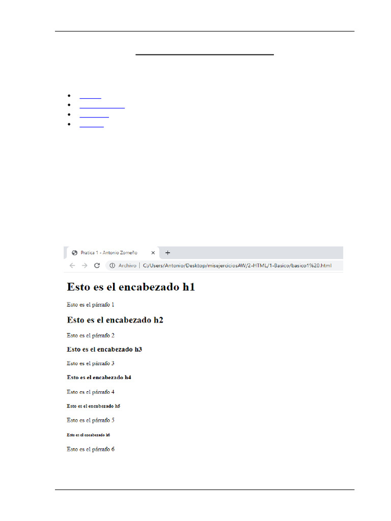 Practica HTML5 01 Basico | PDF | Métodos y materiales de enseñanza