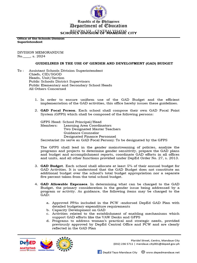 Memo GAD Guidelines | PDF | Budget