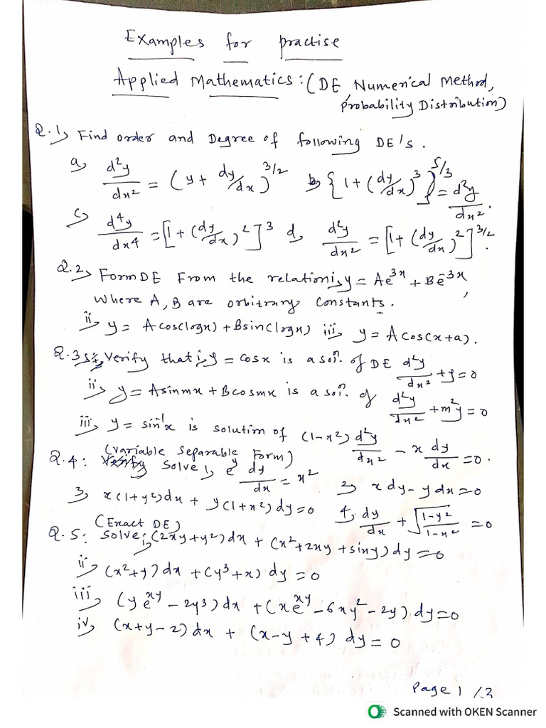 Examples For Practice - Applied Mathematics | PDF