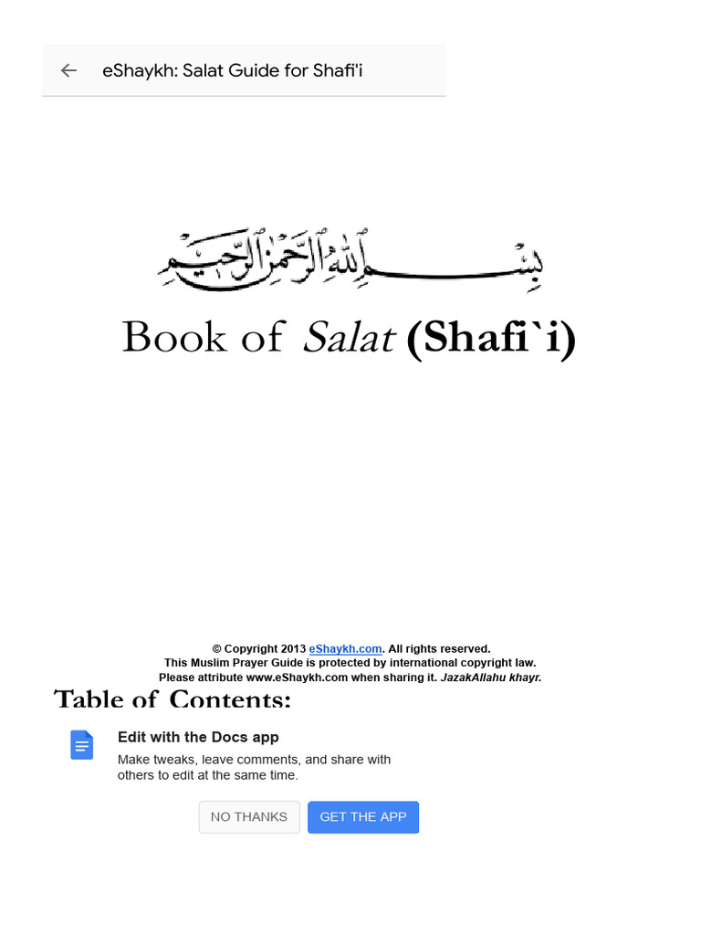 EShaykh - Salat Guide For Shafi'i | PDF | Surah | Prayer