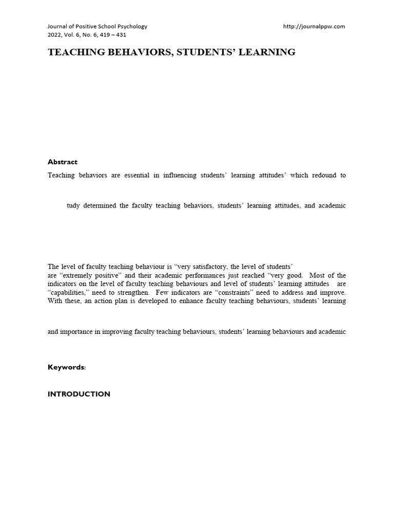 JPSP-2022-042 | PDF | Teachers | Learning