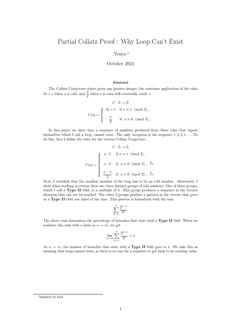 Collatz Loop Proof | PDF | Mathematical Objects | Mathematical Concepts