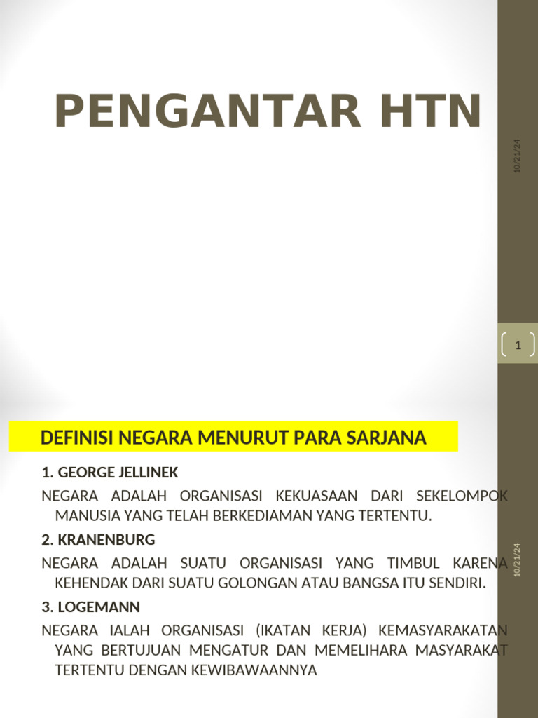 1.pengantar Dan Definisi HTN | PDF | Politik
