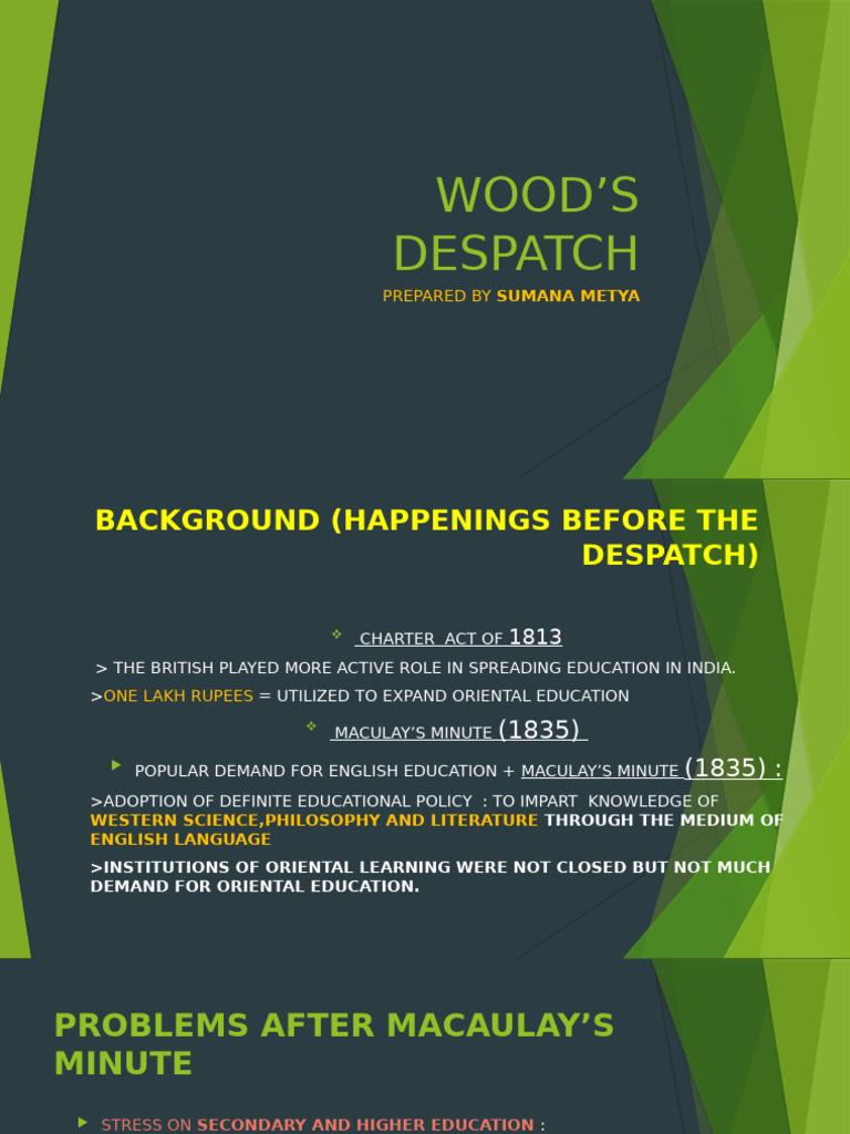 Woods Despatch S.M | PDF | Teachers | University