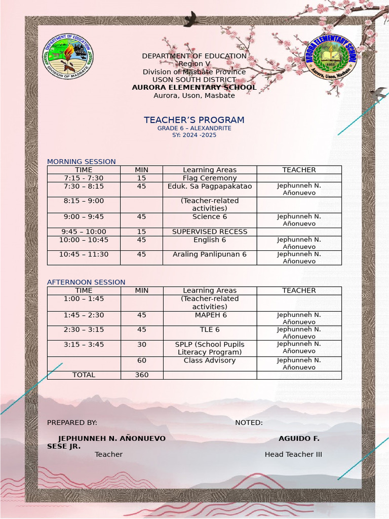 Teacher's Program | PDF