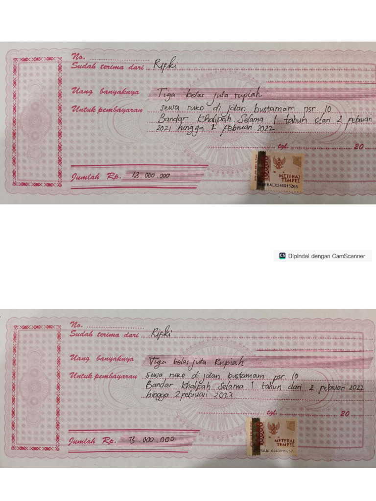 DOKUMEN KWITANSI SEWA | PDF