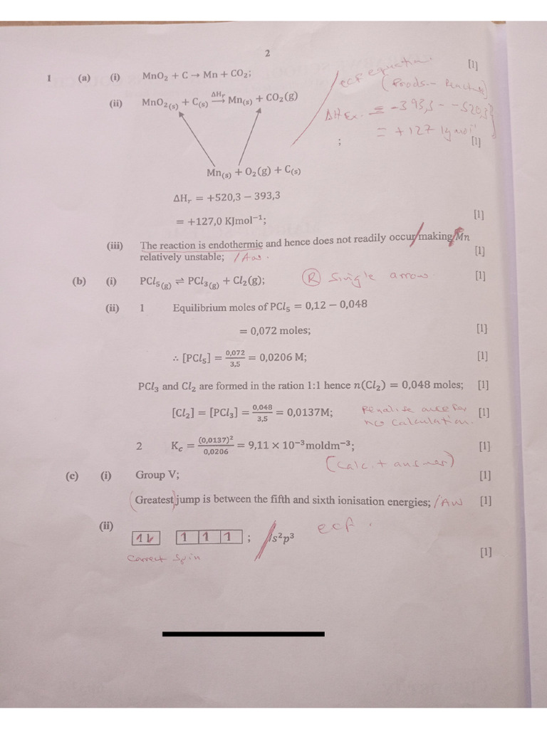 Chemistry Paper 3 June 2023 Marking Scheme | PDF