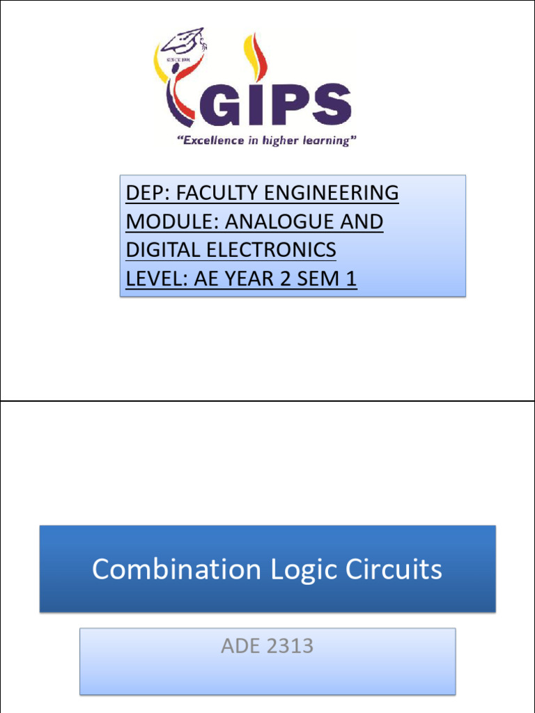 ADE Combination Logic Circuits | PDF | Logic Gate | Computer Engineering