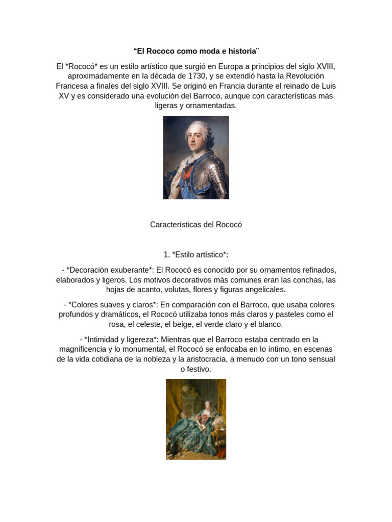 El Rococo como moda e historia | PDF | Moda | Estilo