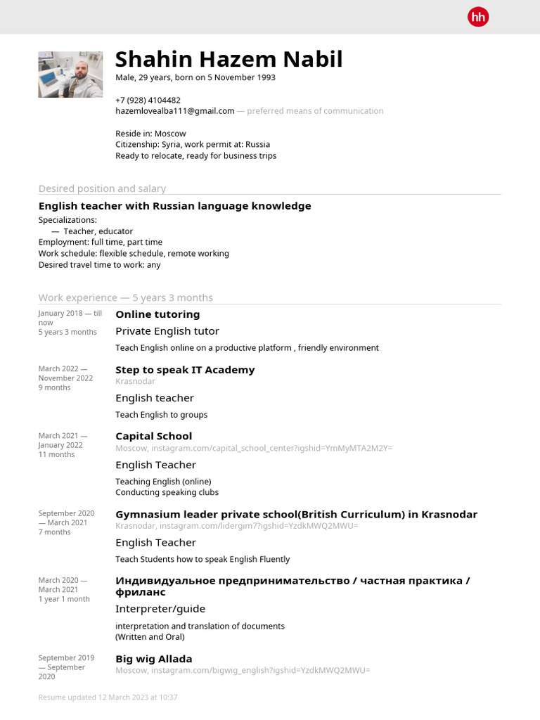 Shahin Hazem Nabil (4) | PDF | Teachers | English As A Second Or Foreign Language