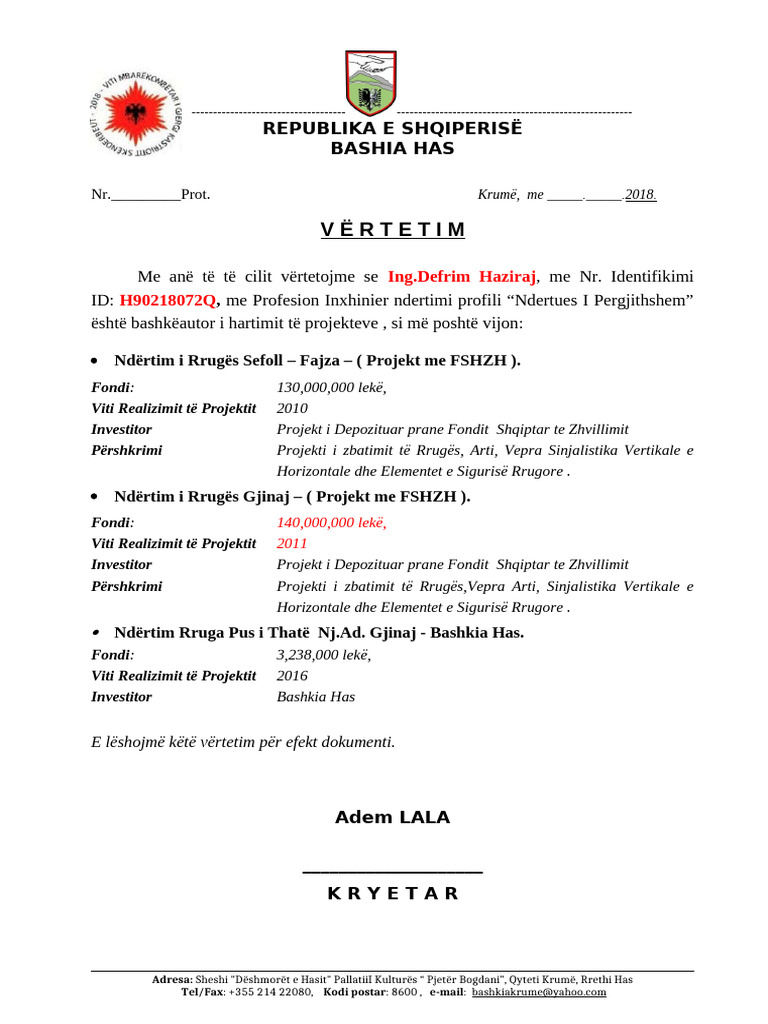 Vertetim Bashia Has. | PDF