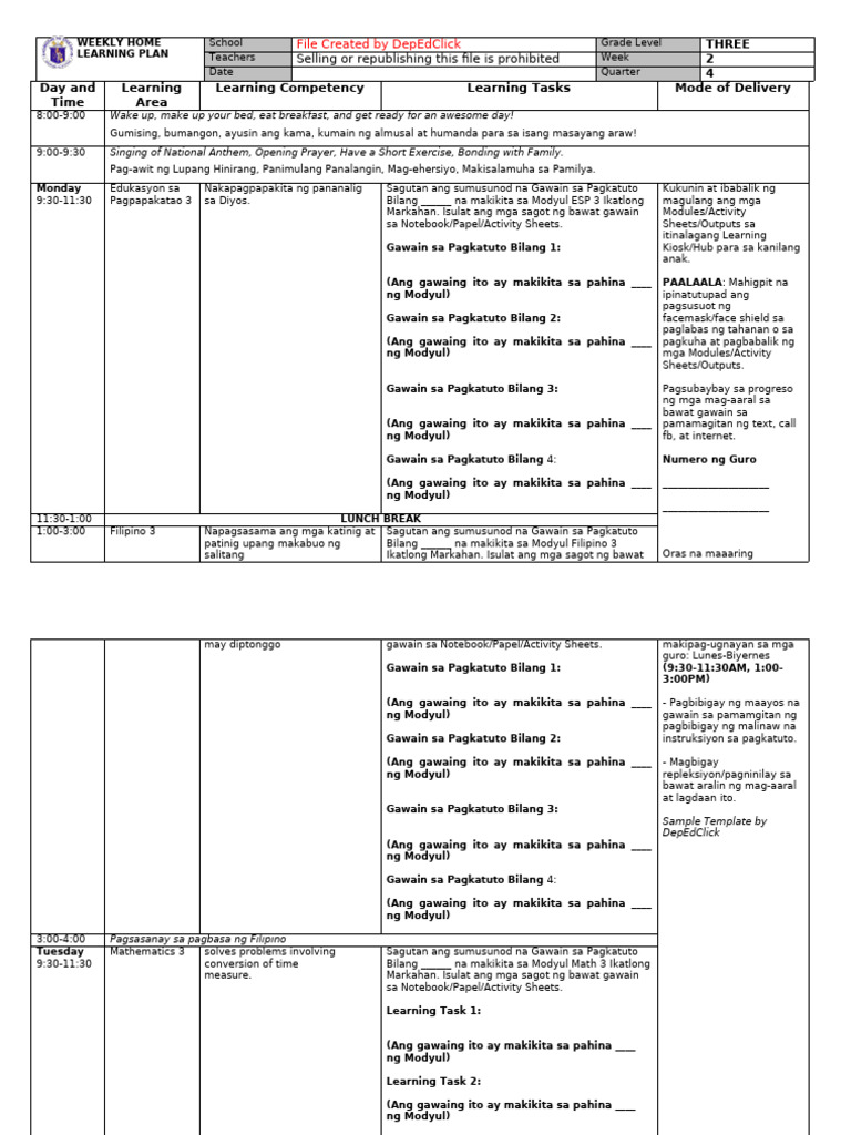 WHLP - Grade 3 (Q4 Week 2) | PDF