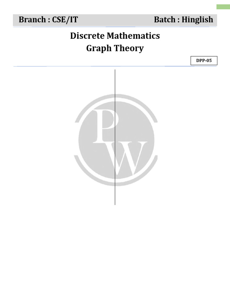 Graph Theory Dpp 05 Of Lec 07 Pdf Theoretical Computer Science Combinatorics