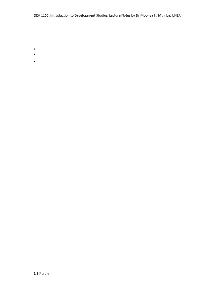 DEV 1150 - Moonga - Impasse of Development Lecture | PDF | Globalization | Socialism