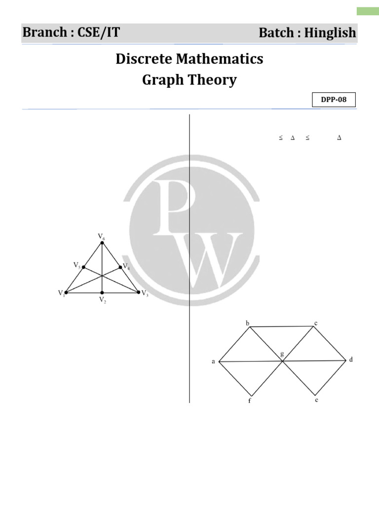 Graph Theory - DPP 08 (Of Lec 11) | PDF | Vertex (Graph Theory) | Graph Theory