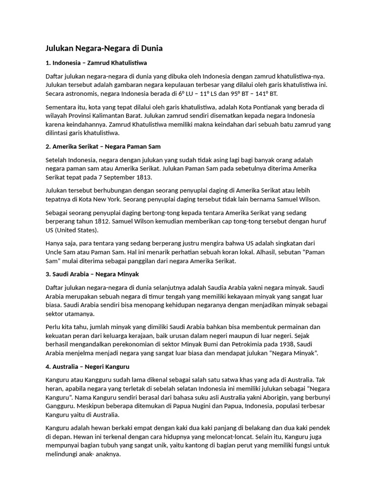 Julukan Negara | PDF | Perjalanan