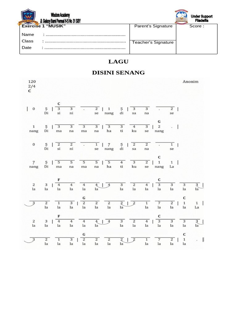 Lirik Disini Senang | PDF